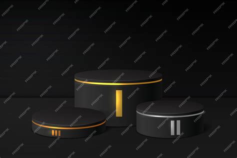 무대 우승자 연단 현실적인 벡터 3d 그림 프리미엄 벡터