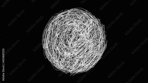 circle with white pencil lines hand drawn doodles dynamically