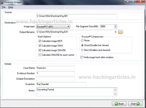 Create And Convert RAW Image In Encase And AFF Format Using Forensics Imager