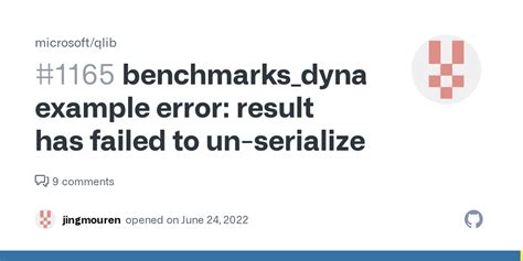Benchmarks Dynamic Example Error Result Has Failed To Un Serialize Issue Microsoft