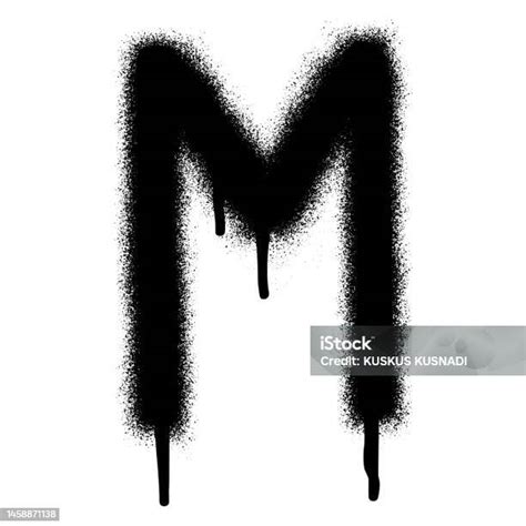 낙서 글꼴 알파벳 M 블랙 스프레이 페인트 벡터 그림입니다 스프레이 페인트에 대한 스톡 벡터 아트 및 기타 이미지 스프레이 페인트 컴퓨터 글자 알파벳 Istock