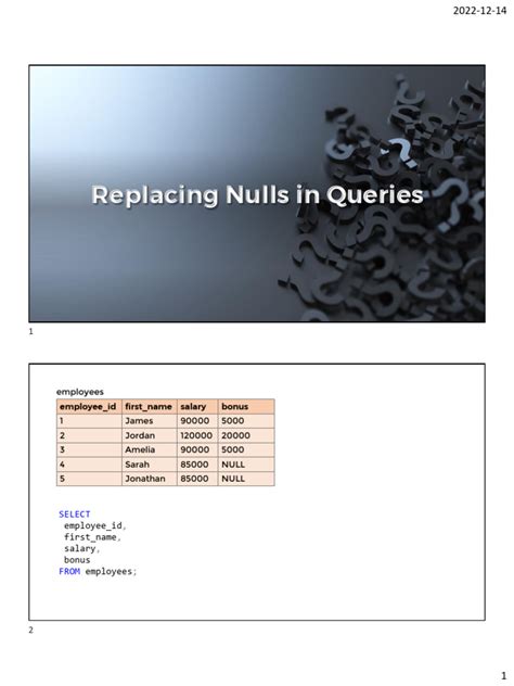 Replacing Nulls In Queries Pdf Sql Databases