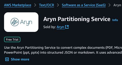 Aryn Partitioning Service Now Available On Aws Marketplace