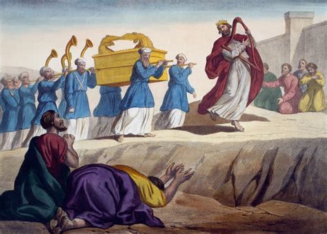 David Escoltando El Arca De La Alianza A Jerusalén Ilustración De Un