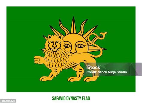 사파비드 왕조 흰색 배경에 플래그 흔들기 벡터 역사적인 이란 국기 Empire에 대한 스톡 벡터 아트 및 기타 이미지