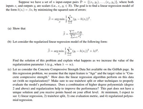 Suppose We Have A Set Of N Input Output Pairs D