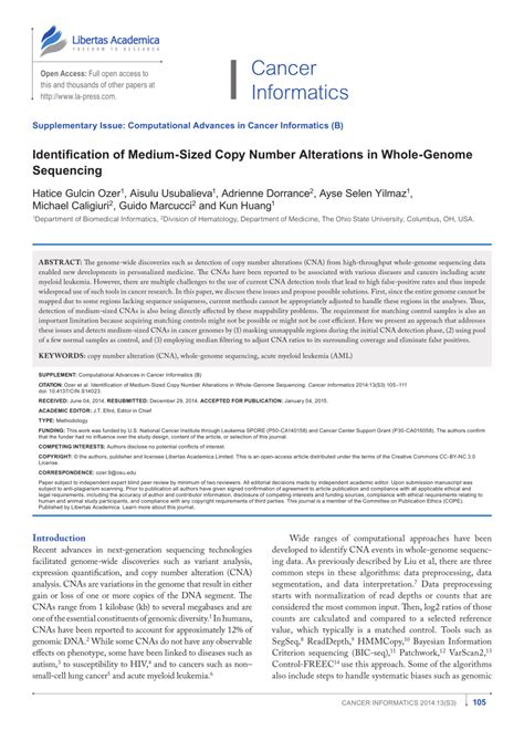 Pdf Identification Of Medium Sized Copy Number Alterations In Whole