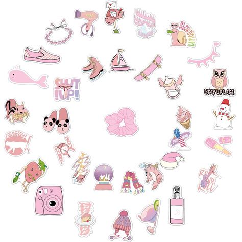 Buy Vsco Stickers For Hydro Flask 35 Pack Pink Aesthetic Vinyl