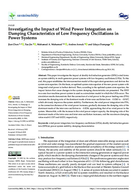 Pdf Investigating The Impact Of Wind Power Integration On Damping Characteristics Of Low