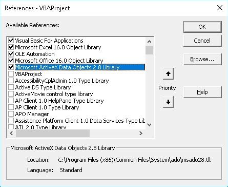 Excel VBAからデータベースに接続する 準備