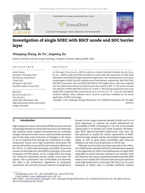 Pdf Investigation Of Single Soec With Bscf Anode And Sdc Barrier Layer Dokumen Tips