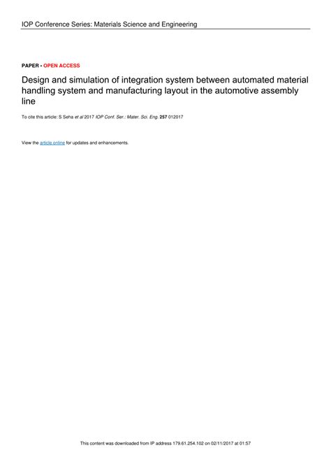 Pdf Design And Simulation Of Integration System Between Automated Material Handling System And