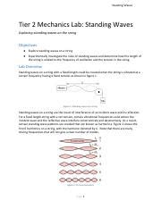 Tier Lab Standing Waves On A String Standing Waves Tier Mechanics Lab Standing Waves