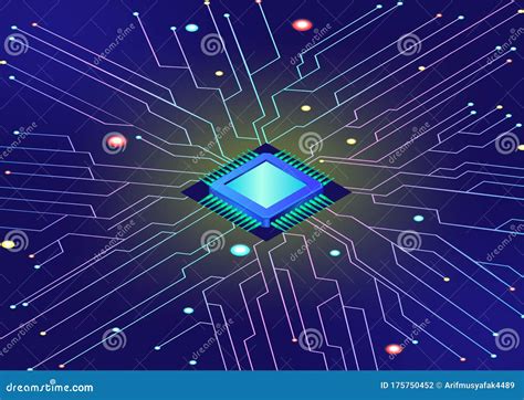 Isometric Computer Processor Chip Background Stock Vector Illustration Of Background Chip