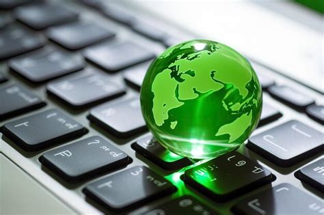 Premium AI Image Technology With The Concept Of Nature Laptop Keyboard With Green Globe