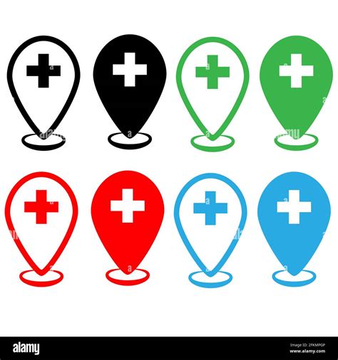 Medical Map Marker Icon On White Background Hospital Location Placeholder Sign Map Marker With