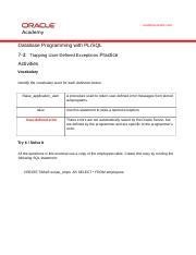 PLSQL 7 3 Practice- Viju.docx - academy.oracle.com Database Programming with PL/SQL 7-3 ...