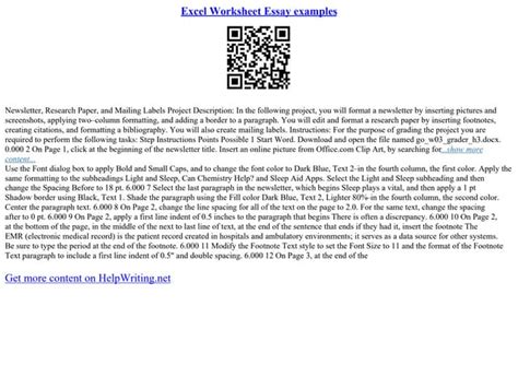 excel worksheet essay examples ppt
