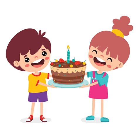 Ilustración De Niños Con Pastel Vector Premium