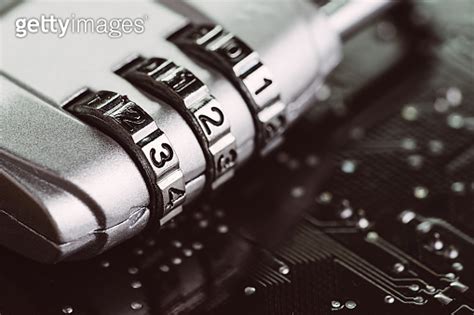 digital cyber safety or security encryption concept code numbers on combination pad lock on
