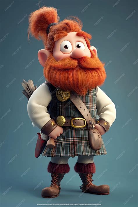 3d Cartoon Character Of A Scottish Highlander Premium Ai Generated Image