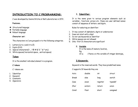 1st module c programming introduction and short note introduction to