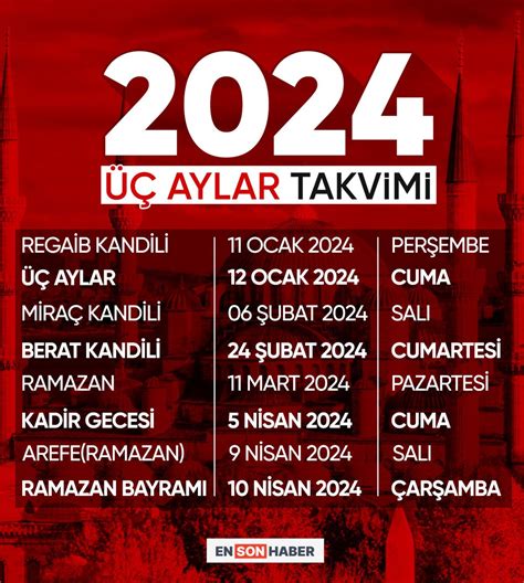 2024 Yılı Üç Aylar Ve Dini Günler Takvimi