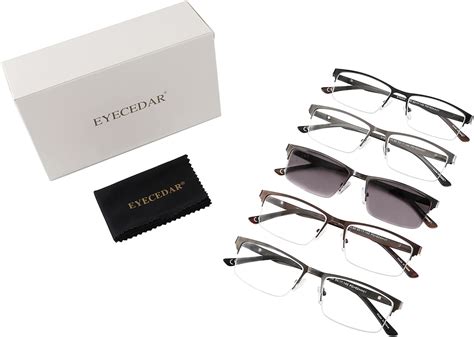 Buy Eyecedar 5 Pack Metal Half Frame Reading Glasses Men Rectangle