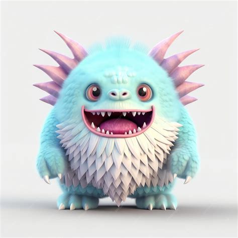 Premium Photo Chibi Fluffy Monster With Big Eyes And Sharp Teeth In