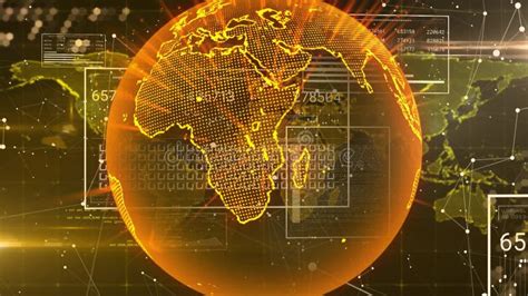 Animation Of Digital Globe With Lines Connecting Dots And Graphical Infographic Interface