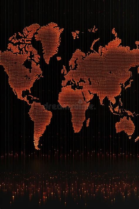 Binary Code Digital World Map On Dark Background Stock Illustration Illustration Of World