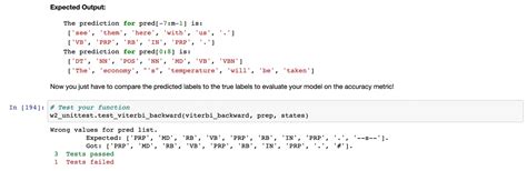 UNQ C GRADED FUNCTION Viterbi Backward Tests Correct NLP With Probabilistic Models