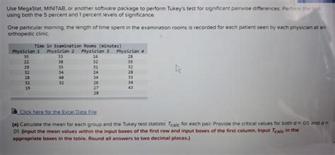 Solved Use MegaStat, MINITAB, or another software package to | Chegg.com