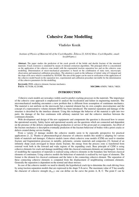 Pdf Cohesive Zone Modelling