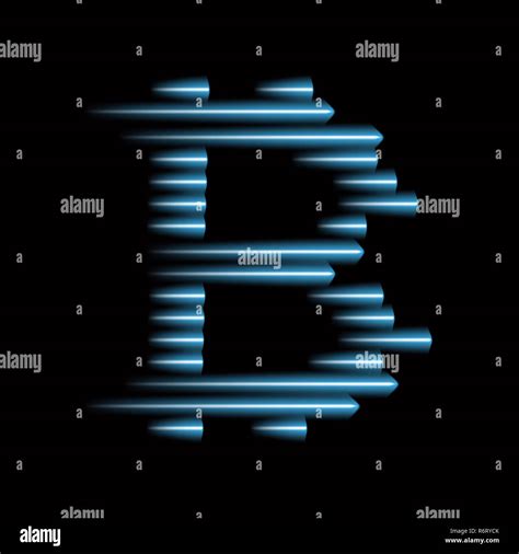Digital Bitcoins Symbol With Light Effect And Speed Glow Lines On Black