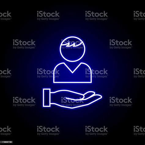 지원 손 우정 개요 파란색 네온 아이콘 우정 선 아이콘의 요소입니다 표지판 기호 및 벡터는 웹 로고 모바일 앱 Ui Ux에 사용할 수 있습니다 개념에 대한 스톡 벡터 아트