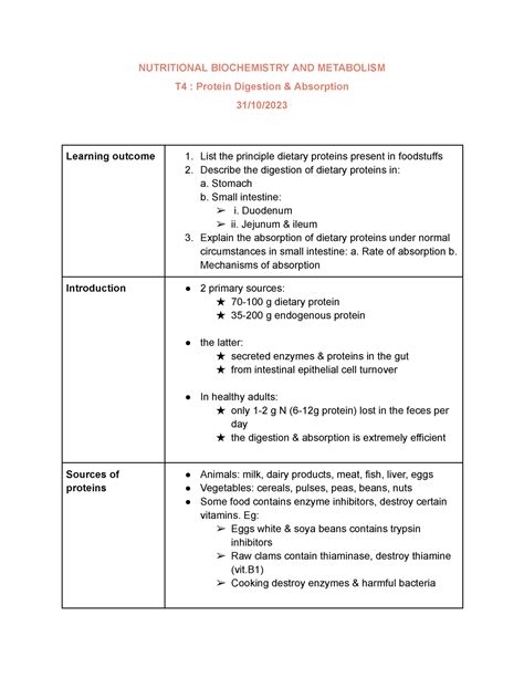 Protein Digestion And Absorption Part 2 Nutritional Biochemistry And