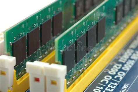Computer RAM On Motherboard Stock Photo Image