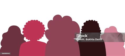 다양한 문화의 여성들의 실루엣 프로필 그룹 다양성 다민족 및 다인종 인종 평등과 반인종주의의 개념 다문화 공생 공동체에 대한