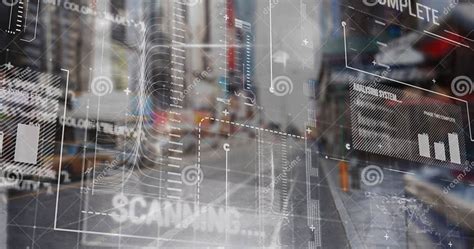 Image Of Interface With Data Processing Against Time Lapse Of People