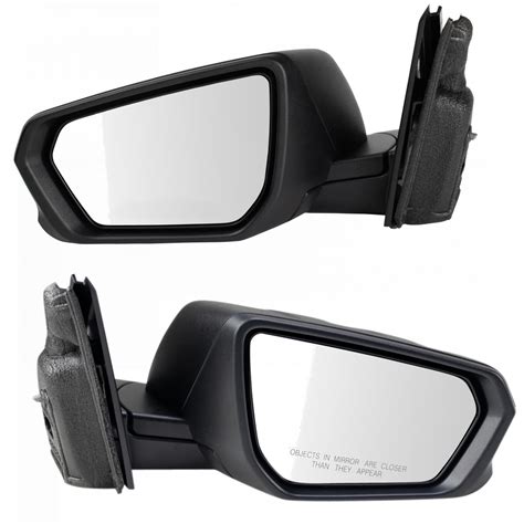 Trq Side View Mirror Power Heated Triple Stripe Textured Black Pair For