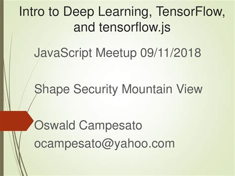 TensorFlow TensorFlow js 深度学习介绍
