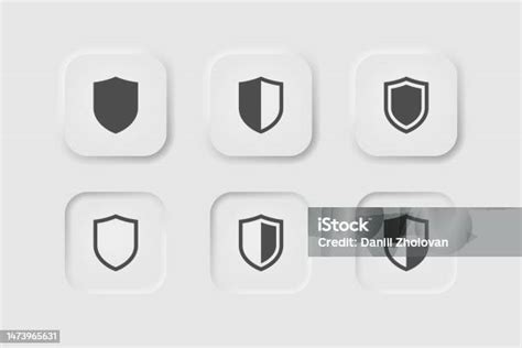 중성 스타일의 쉴스 아이콘 비즈니스 아이콘 흰색 Ui Ux 보호 기호 보안 방화벽 안전 뉴모픽 스타일 벡터 그림입니다 안전에 대한 스톡 벡터 아트 및 기타 이미지 Istock