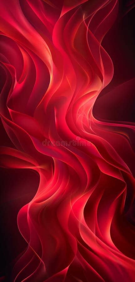 Abstract Red Background With Smooth Flowing Lines And Vibrant Curves