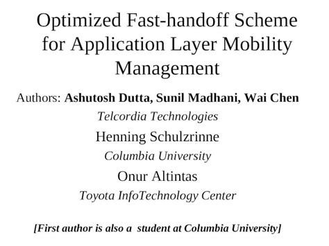Ppt Optimized Fast Handoff Scheme For Application Layer Mobility