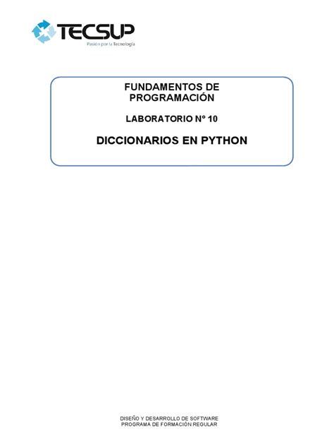 Lab 10 Diccionarios Pdf Python Lenguaje De Programación Laboratorios