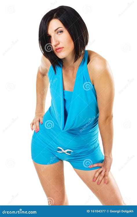 Seductive Brunette In Blue Dress Stock Image Image Of Model People