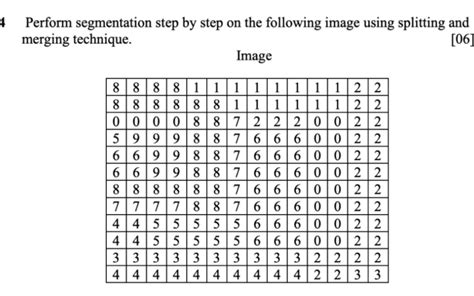 how do i perform split and merge algorithm on this image matrix split