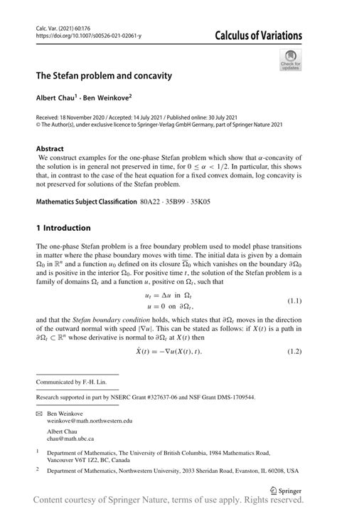 The Stefan Problem And Concavity Request Pdf