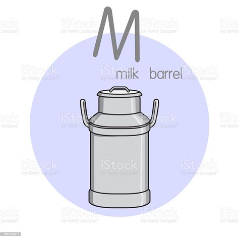 알파벳 문자 M 어퍼 케이스 또는 어린이 학습 연습 Abc를위한 대문자와 우유 배럴의 벡터 그림 0명에 대한 스톡 벡터 아트 및 기타 이미지 Istock